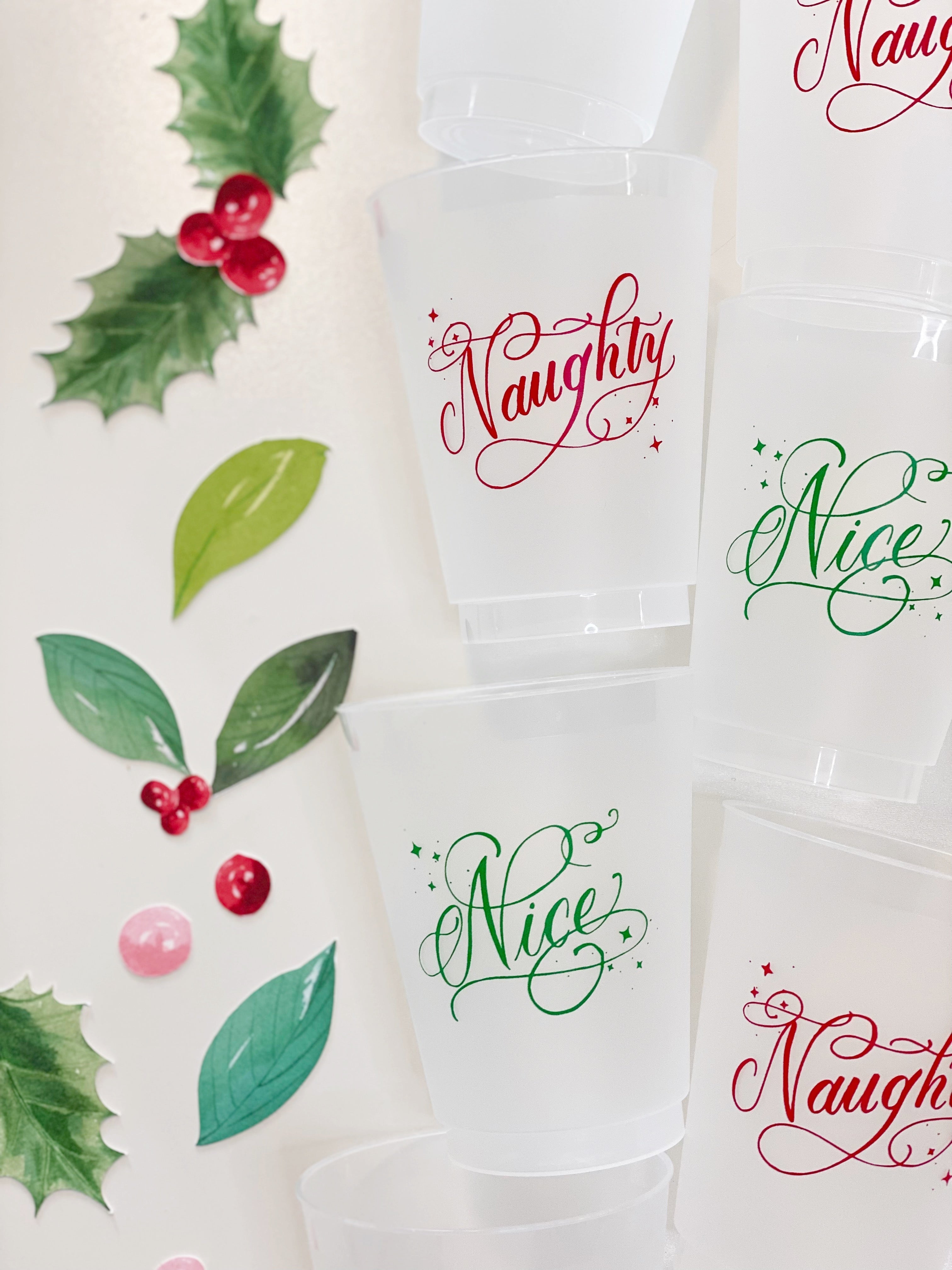 Naughty & Nice Frosted Party Cups – Merrymint Celebration Boutique ...